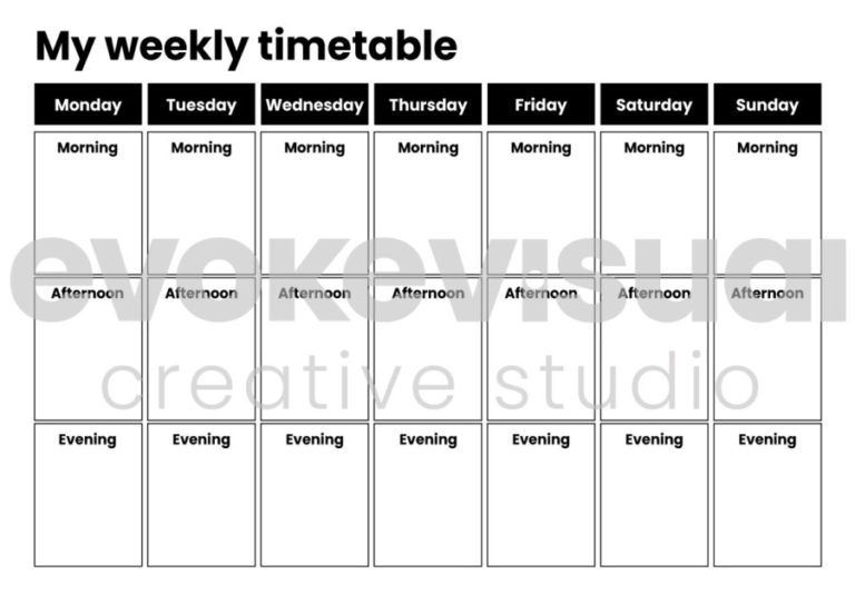 My weekly timetable. A3.